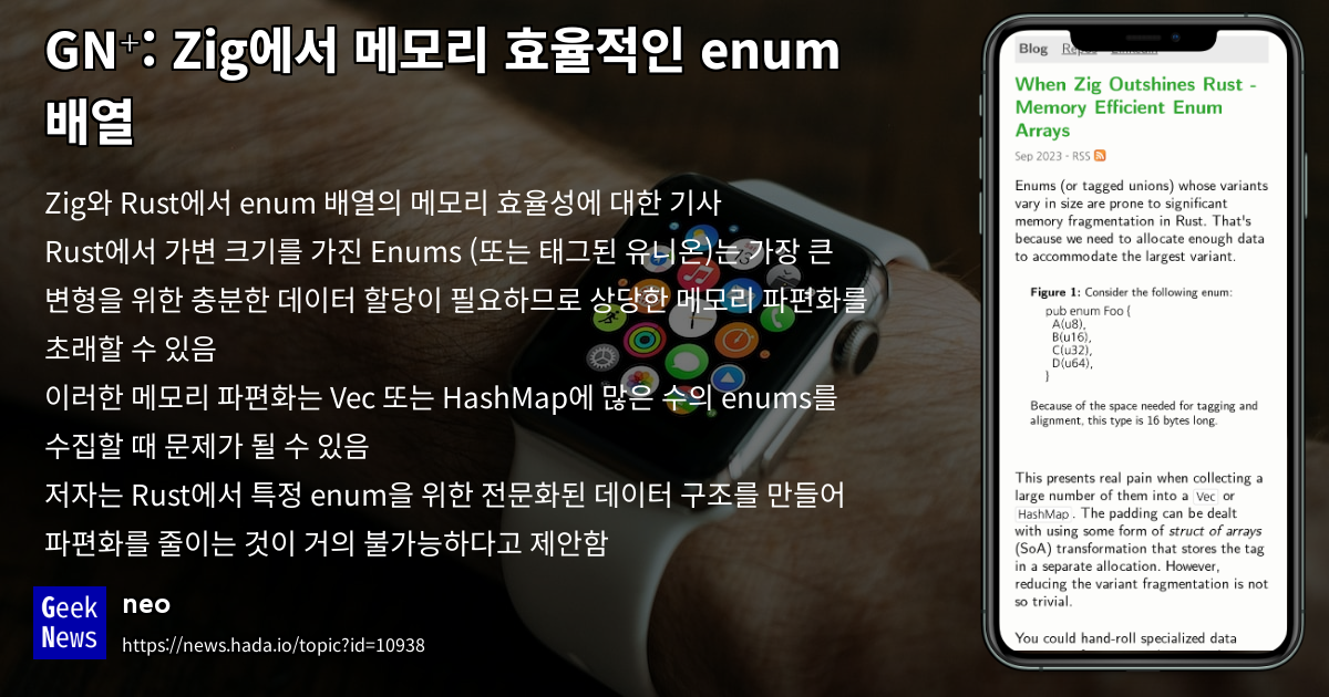 Zig에서 메모리 효율적인 enum 배열 | GeekNews