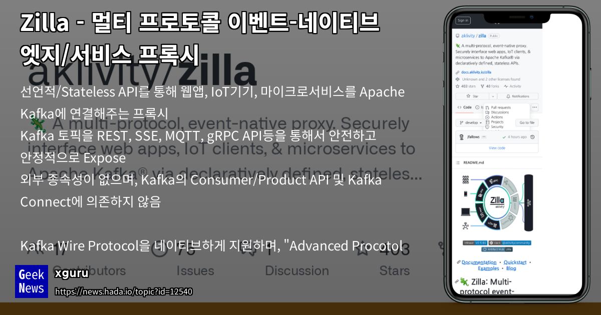 Zilla - 멀티 프로토콜 이벤트-네이티브 엣지/서비스 프록시 | GeekNews