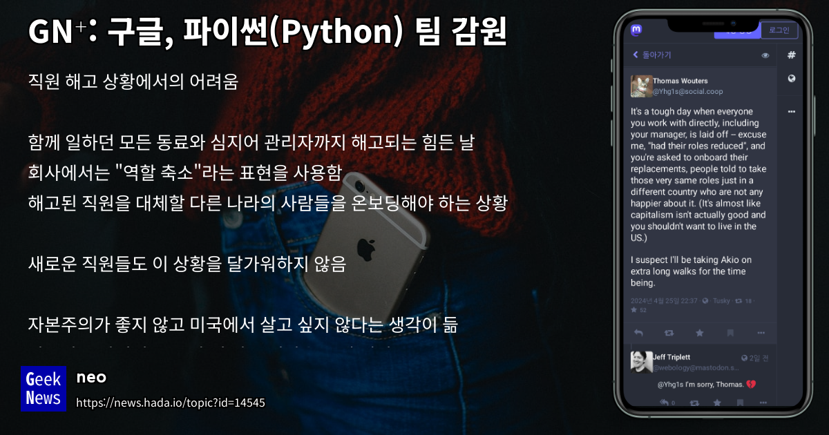 구글, 파이썬(Python) 팀 감원 | GeekNews