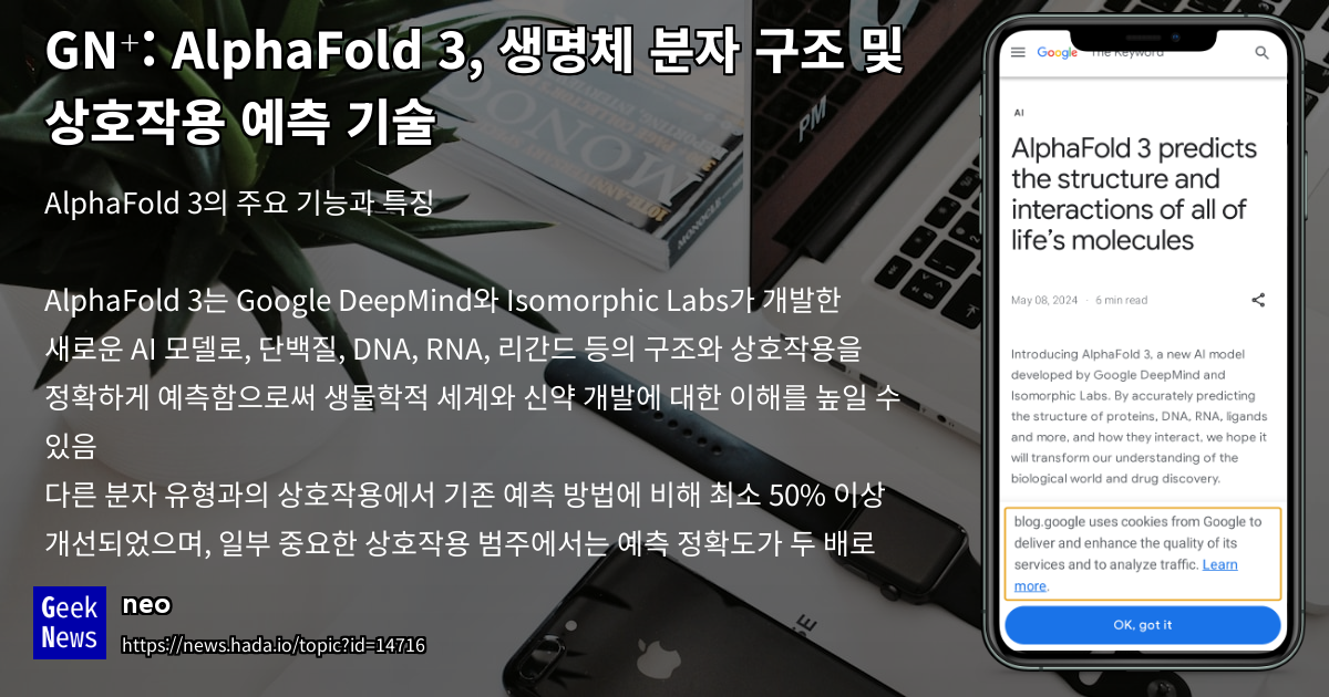 AlphaFold 3, 생명체 분자 구조 및 상호작용 예측 기술 | GeekNews