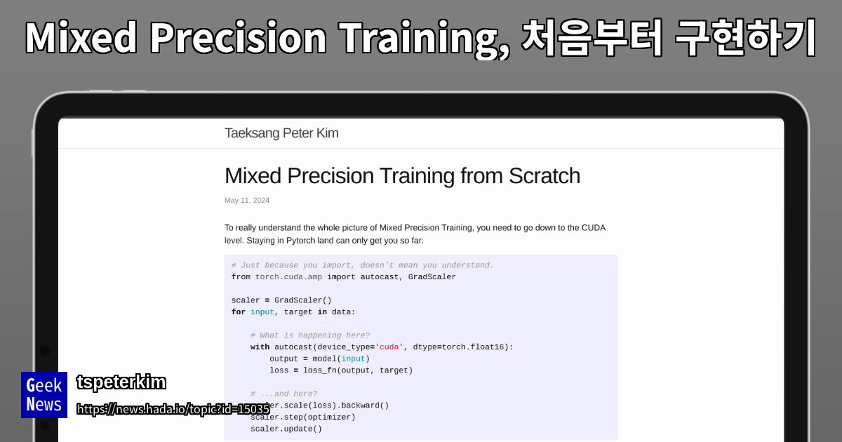 Mixed Precision Training, 처음부터 구현하기 | GeekNews