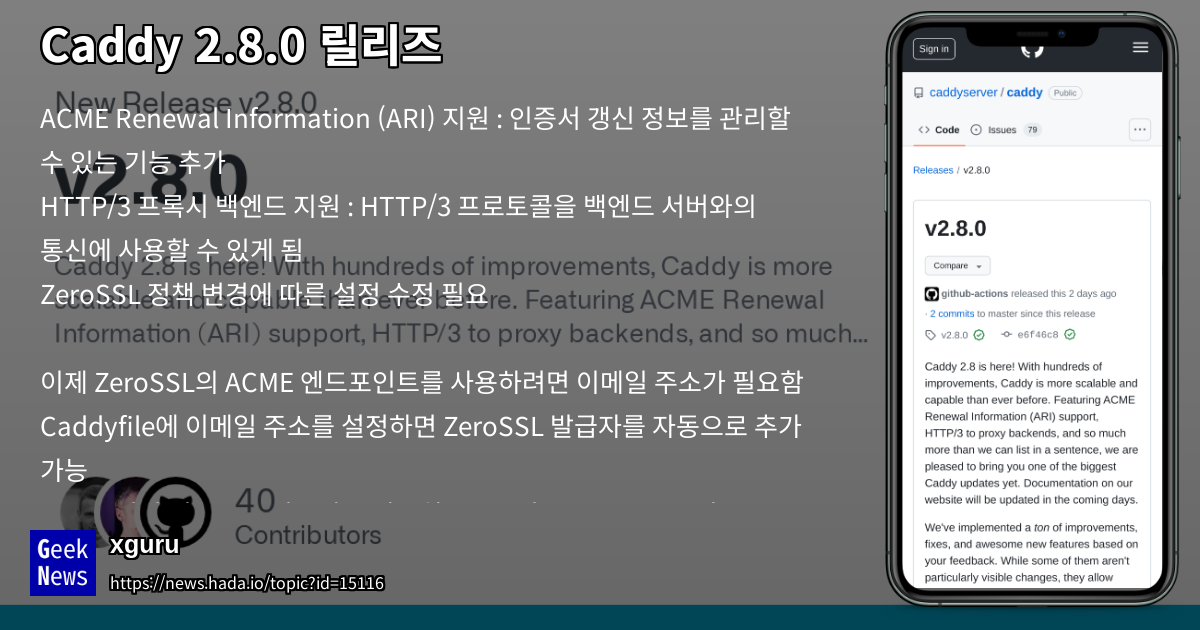 Caddy 2.8.0 릴리즈 | GeekNews