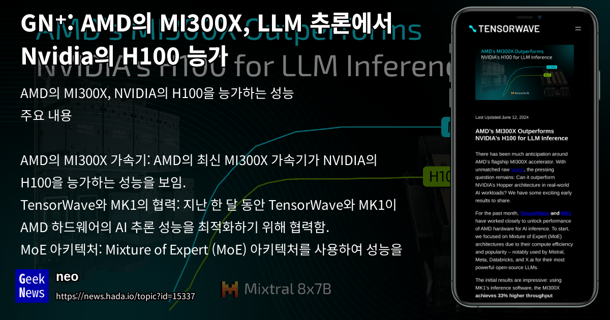 AMD의 MI300X, LLM 추론에서 Nvidia의 H100 능가 | GeekNews