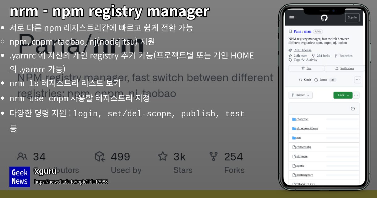 nrm - npm registry manager | GeekNews