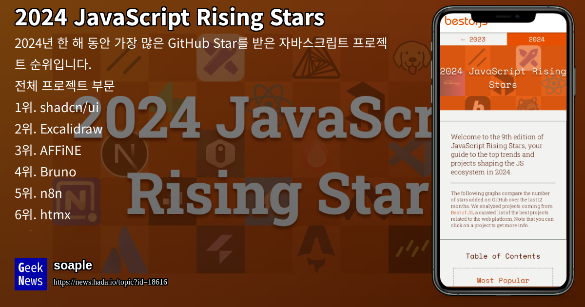 2024 JavaScript Rising Stars | GeekNews