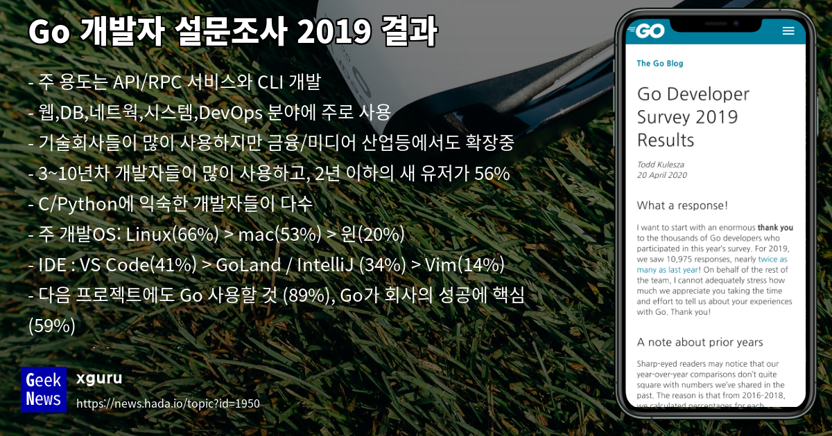 Go 개발자 설문조사 2019 결과 | GeekNews