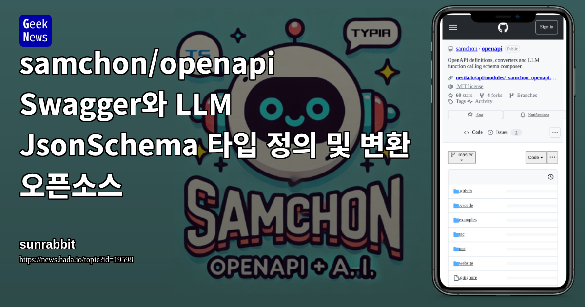 samchon/openapi Swagger와 LLM JsonSchema 타입 정의 및 변환 | GeekNews