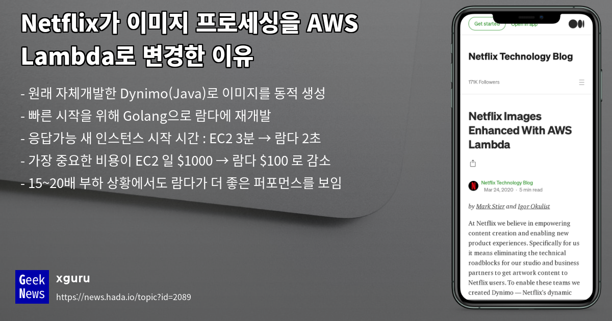 Netflix가 이미지 프로세싱을 AWS Lambda로 변경한 이유 | GeekNews