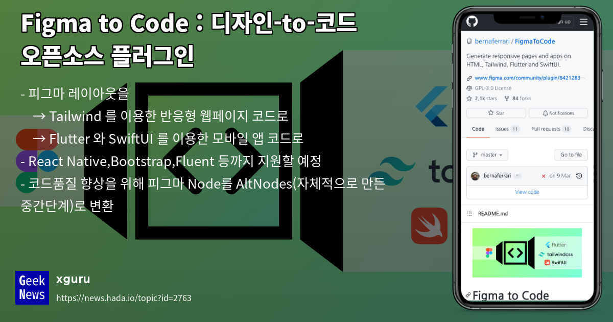 Figma to Code : 디자인-to-코드 오픈소스 플러그인 | GeekNews