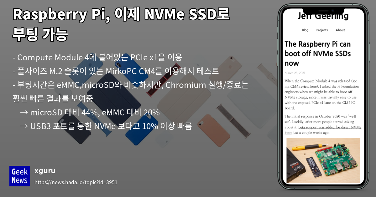 Raspberry Pi, 이제 NVMe SSD로 부팅 가능 | GeekNews