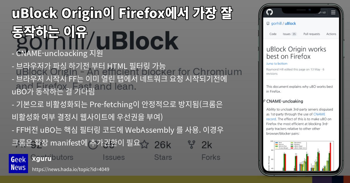 uBlock Origin이 Firefox에서 가장 잘 동작하는 이유 | GeekNews