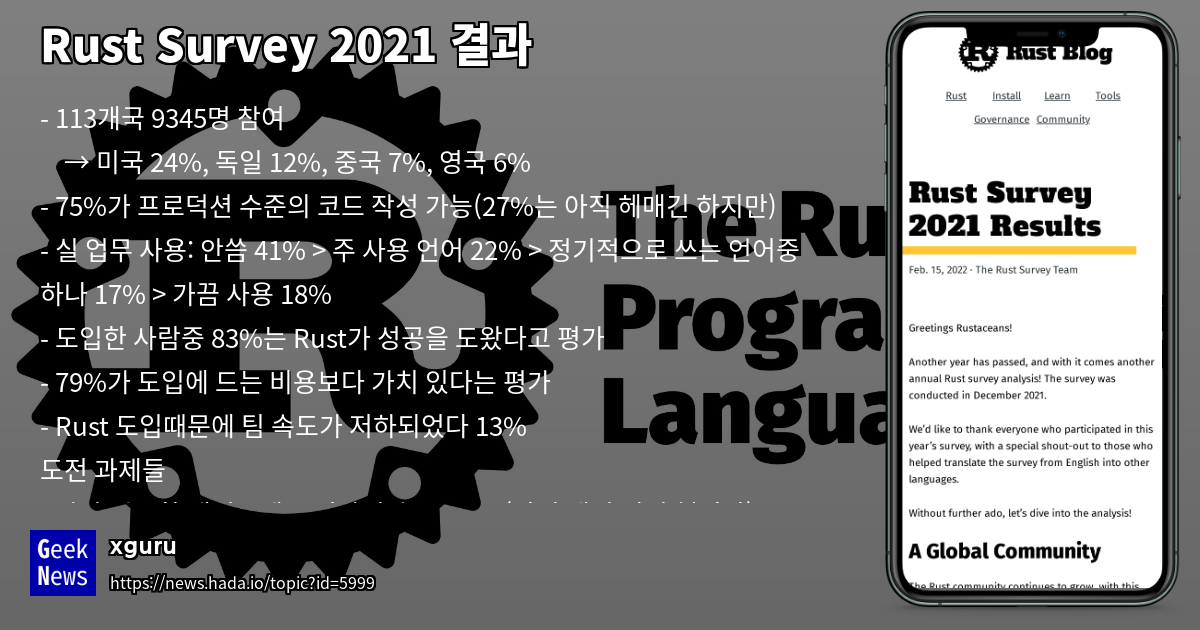 Rust Survey 2021 결과 | GeekNews