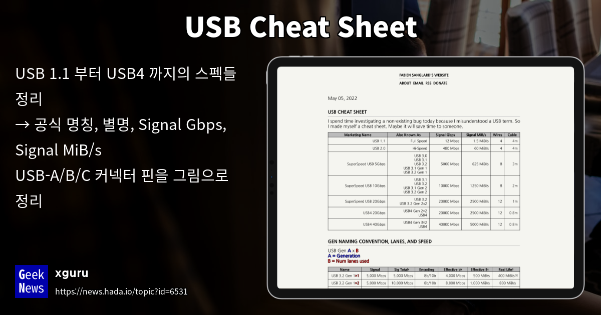 USB Cheat Sheet | GeekNews