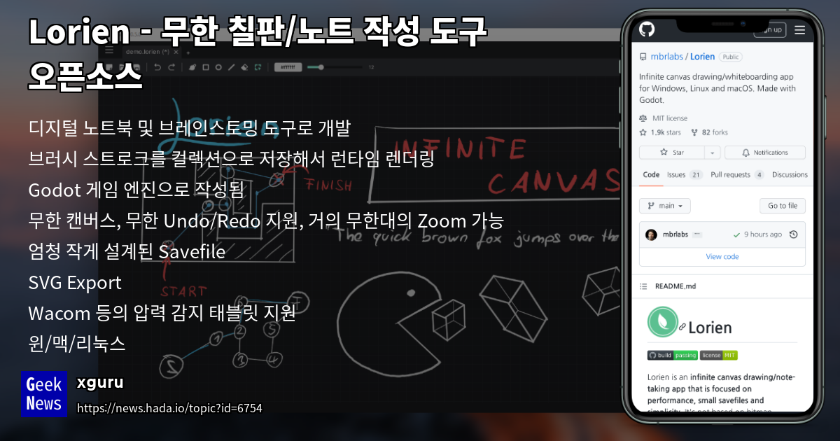 Lorien - 무한 칠판/노트 작성 도구 오픈소스 | GeekNews