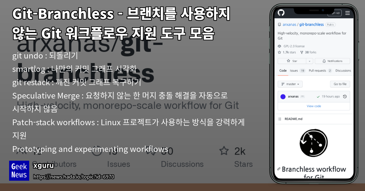 Git-Branchless - 브랜치를 사용하지 않는 Git 워크플로우 지원 도구 모음 | GeekNews