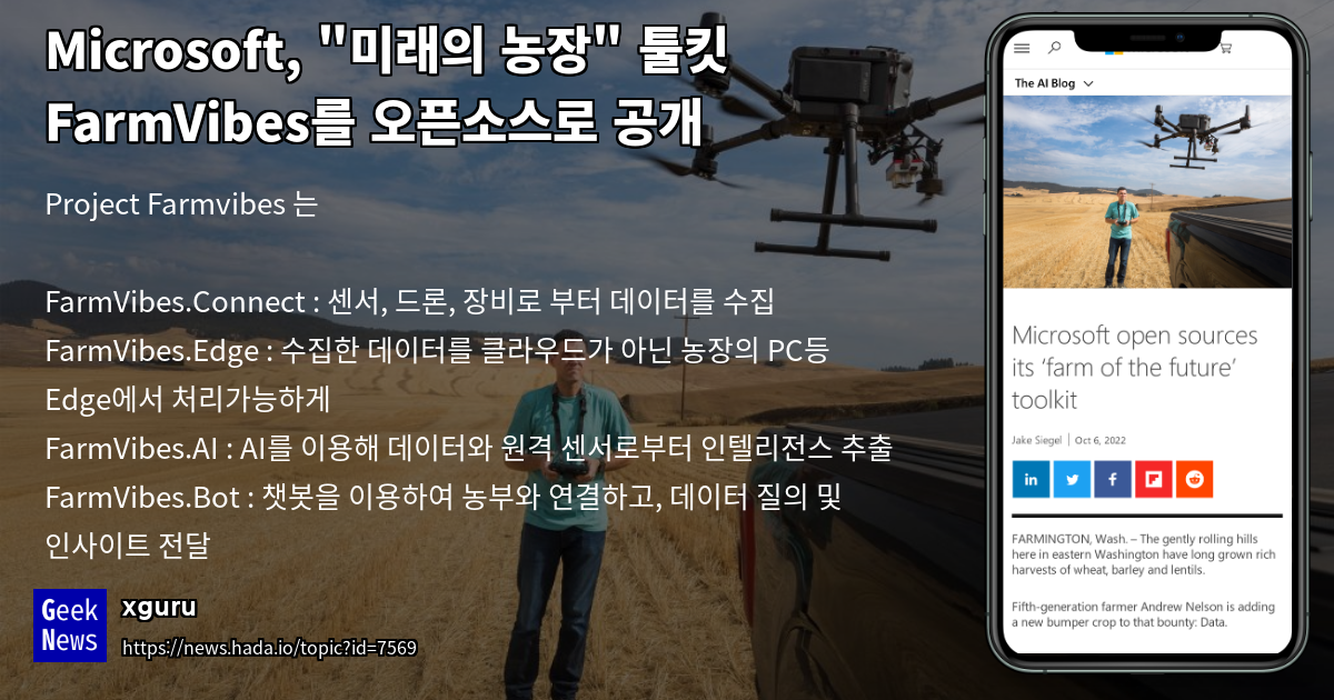 Microsoft, "미래의 농장" 툴킷 FarmVibes를 오픈소스로 공개 | GeekNews