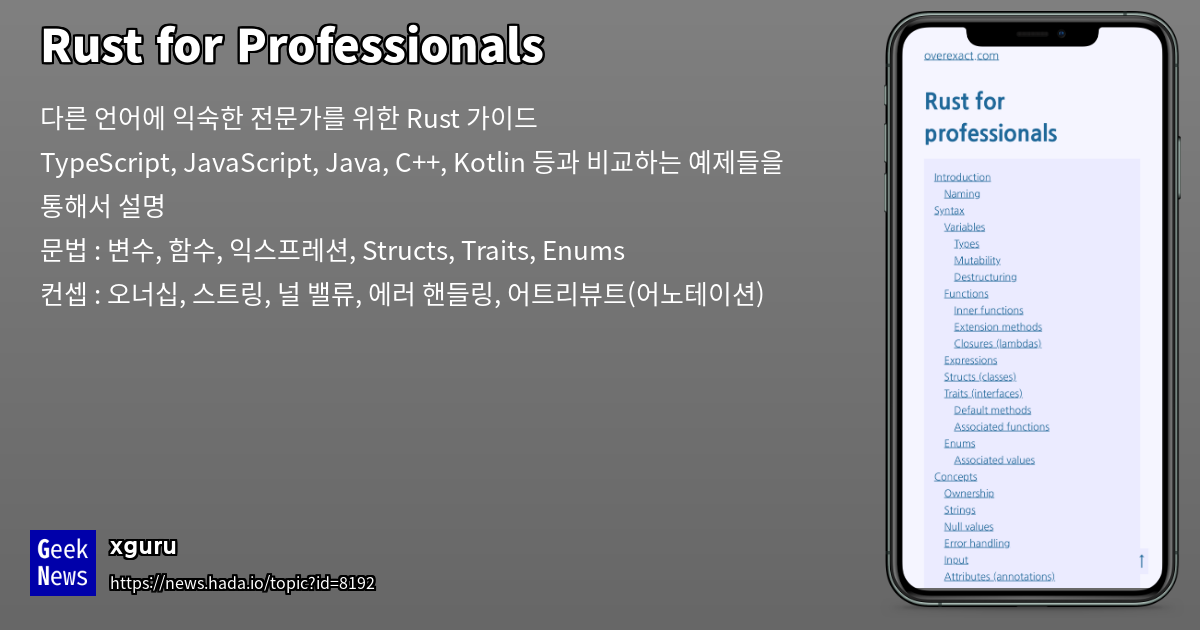 Rust for Professionals | GeekNews