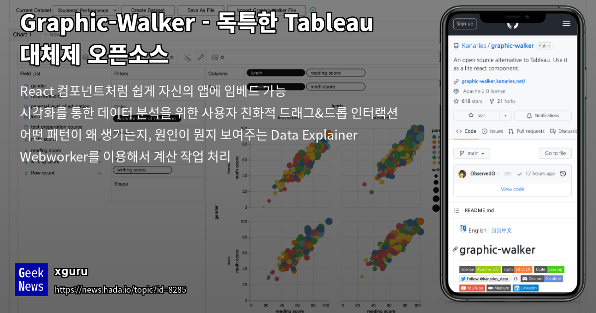 Graphic-Walker - 독특한 Tableau 대체제 오픈소스 | GeekNews