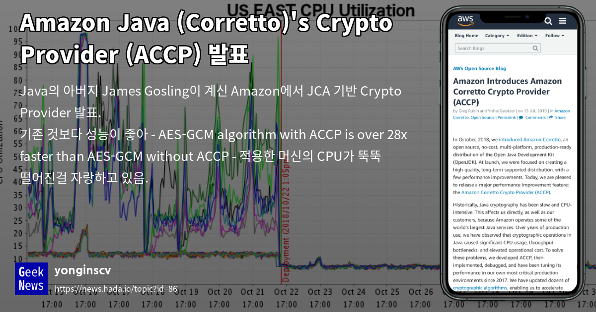 Amazon Java (Corretto)'s Crypto Provider (ACCP) 발표 | GeekNews