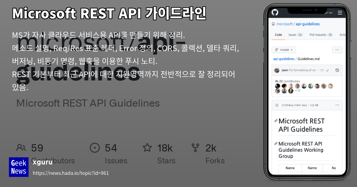 Microsoft REST API 가이드라인 | GeekNews